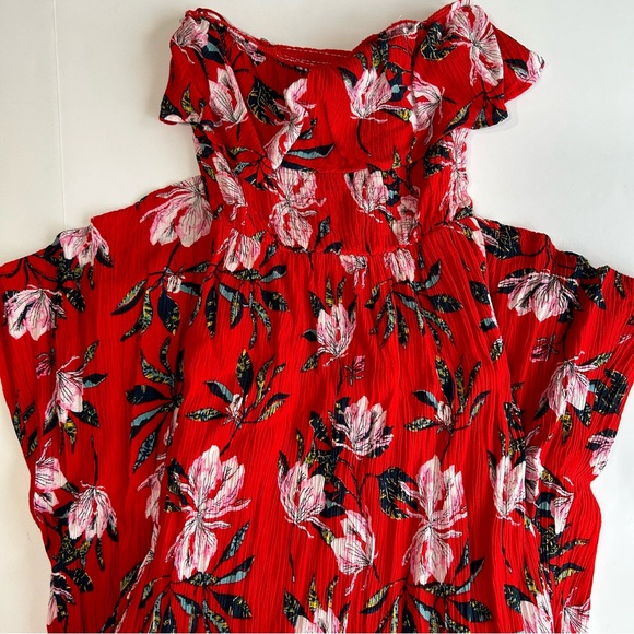 Sim & Sam | Dresses | Sim Sam Red Floral Strapless Maxi Dress | Poshmark